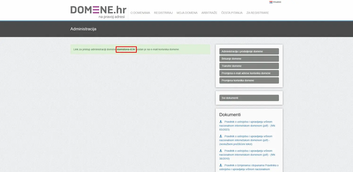 Kako promijeniti ili dodati administratora .hr domena